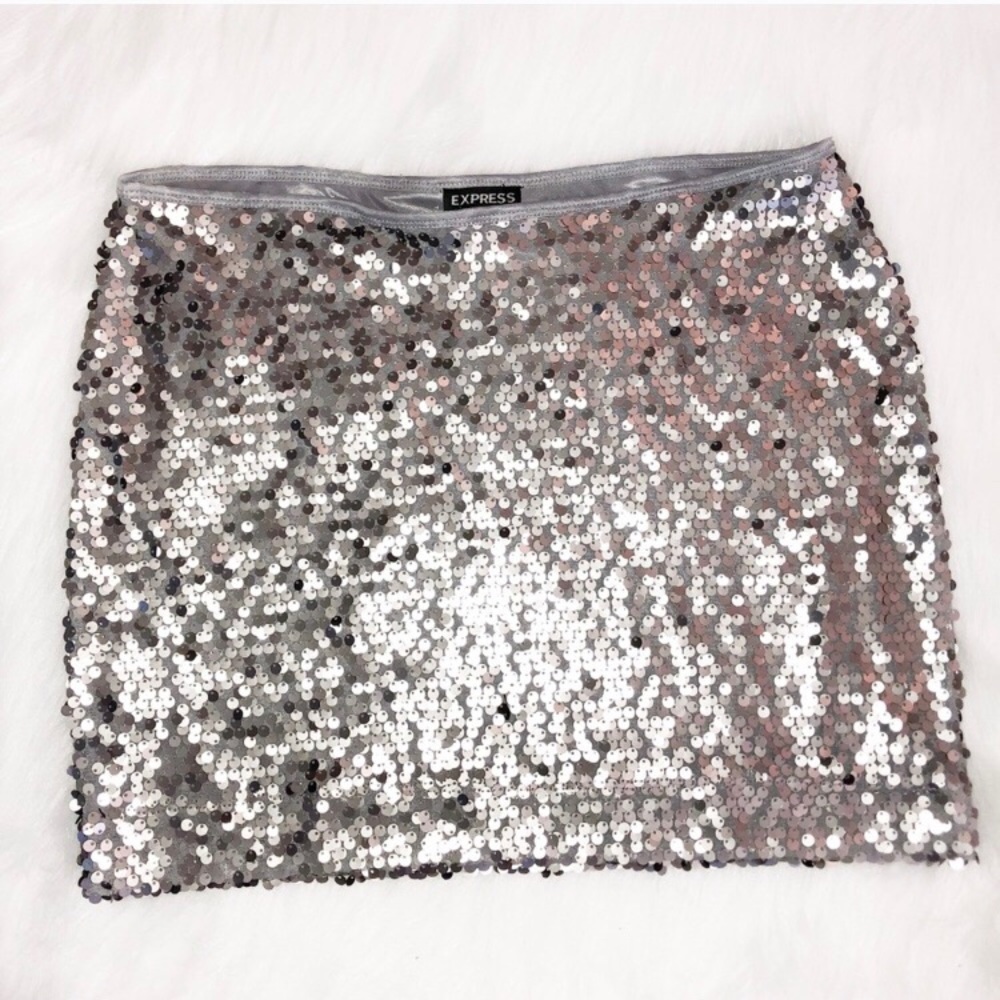 Silver Sequin Mini Skirt From Express - Gem